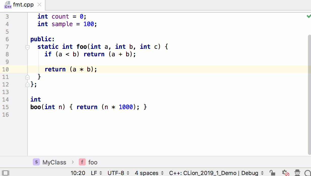 Smart Editor with Code Styles & Completion - Features | CLion