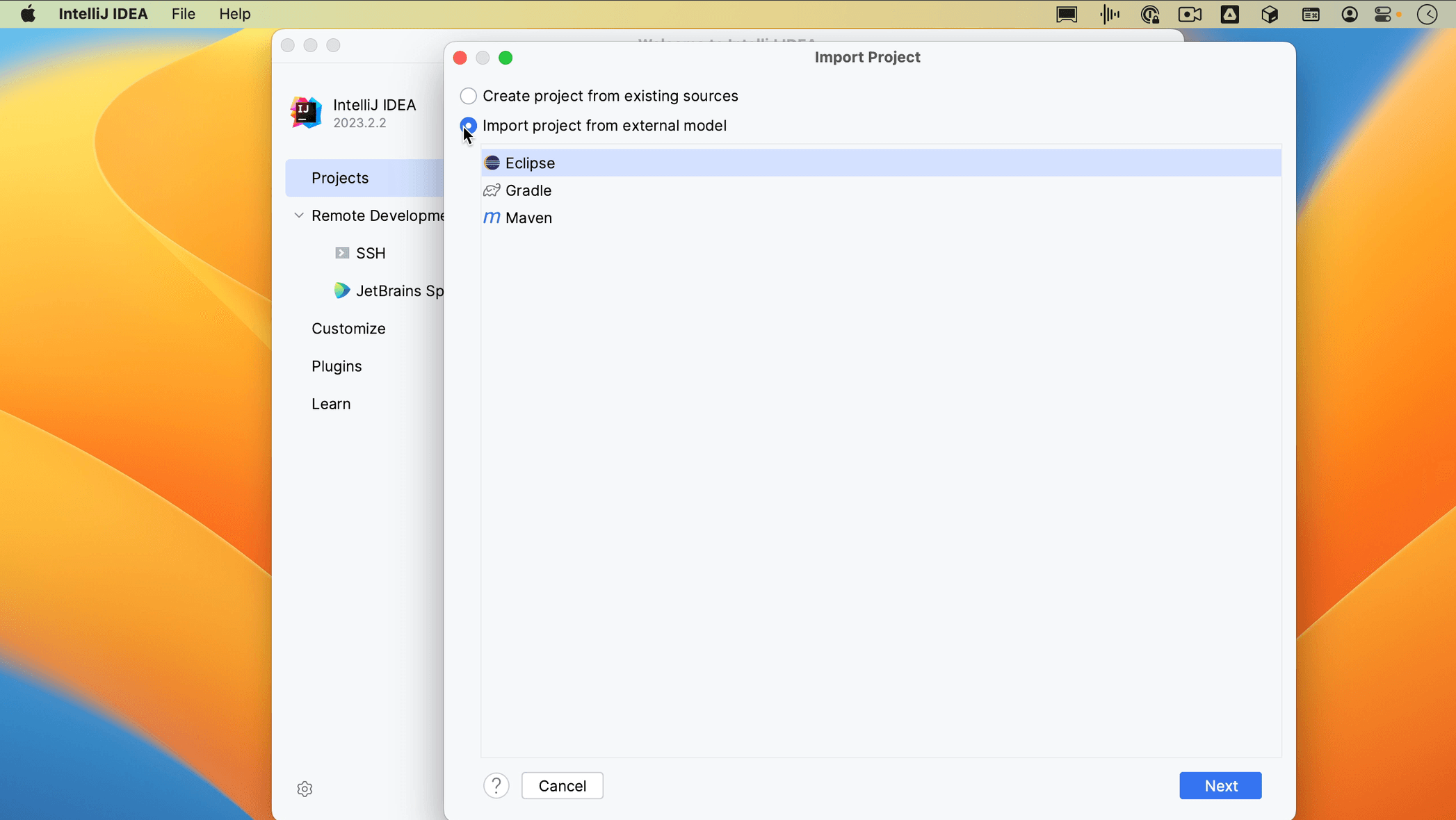 Project from existing model - JetBrains Guide