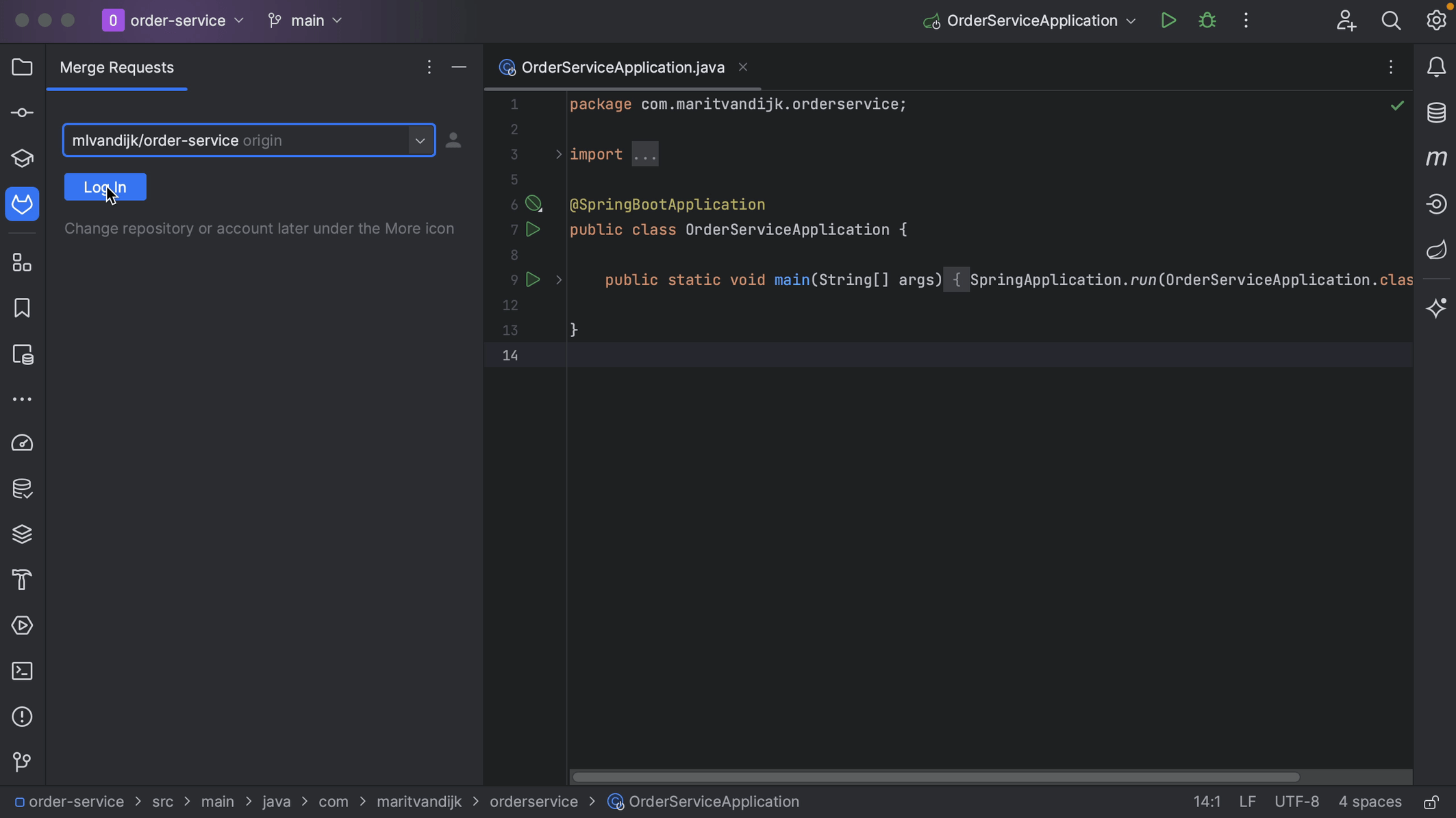 Logging in to GitLab - JetBrains Guide
