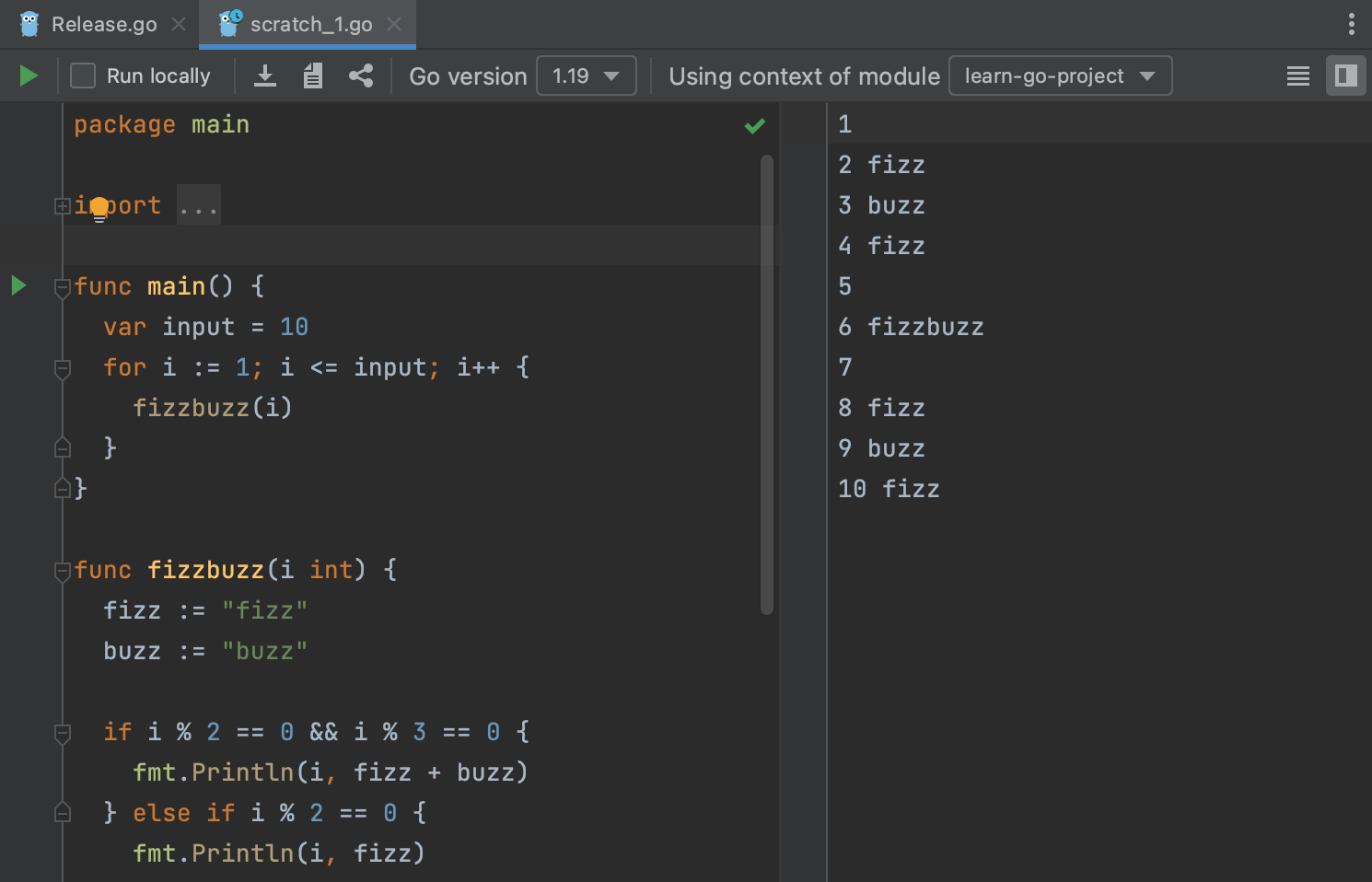 Integrated Go Playground - JetBrains Guide
