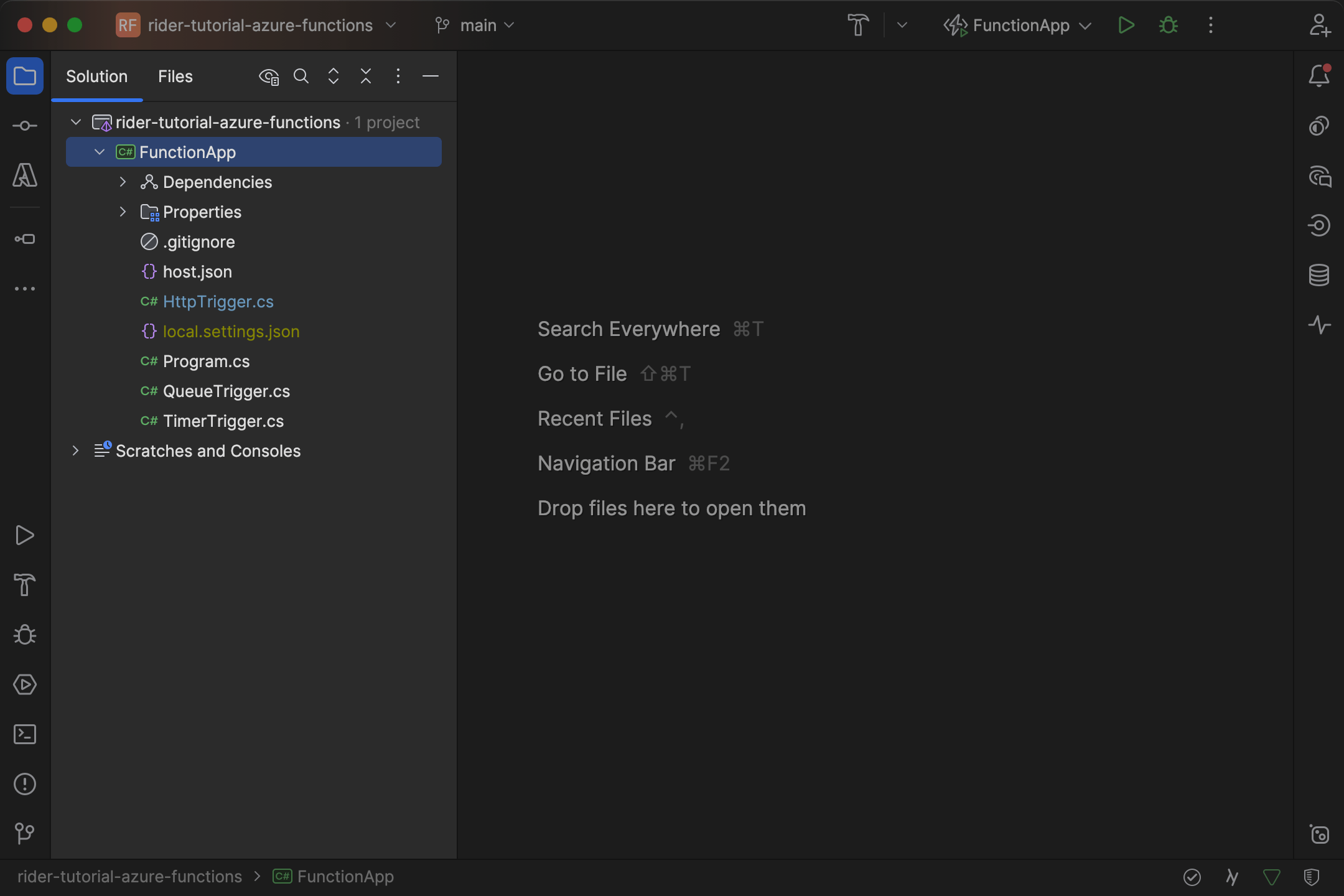 Setting up an Azure Functions Project - JetBrains Guide