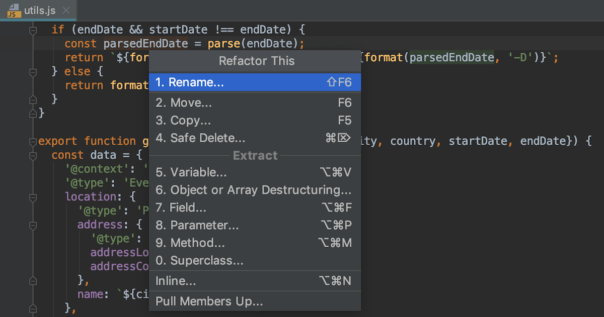 See All Available Refactorings in One Place - JetBrains Guide