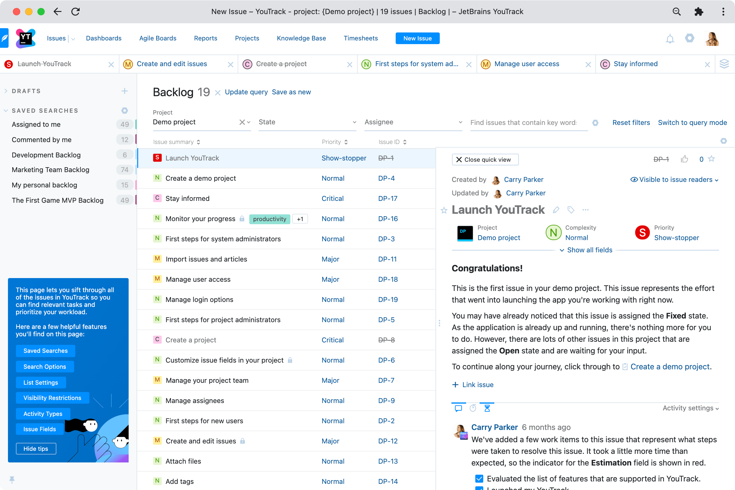 Issue Tracking - Features | YouTrack