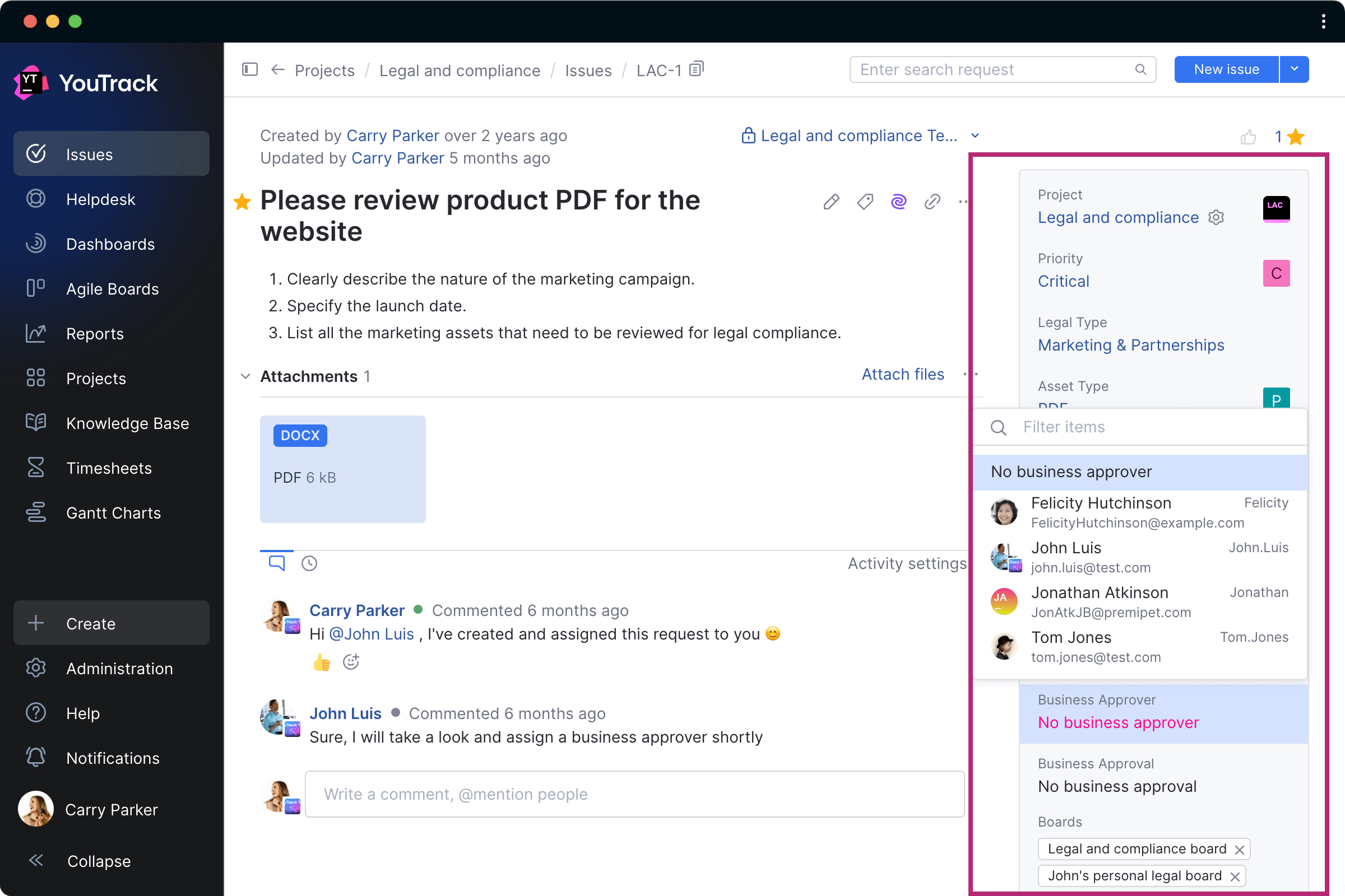 YouTrack for Legal Teams