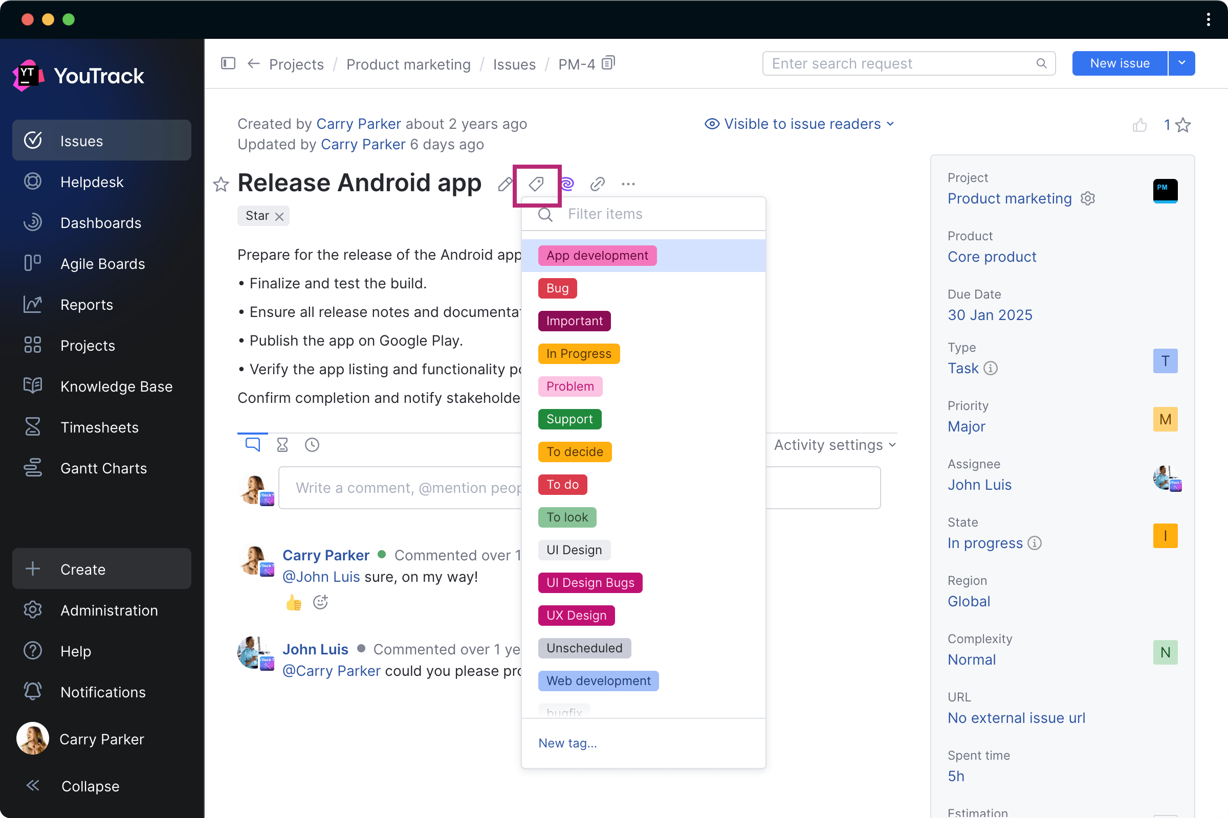 YouTrack for Product & Project management